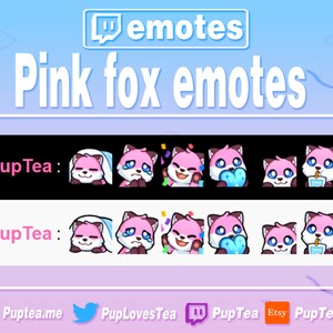 6x Cute Pink Fox Emotes Pack for Twitch Youtube and Discord Set 1 - Etsy