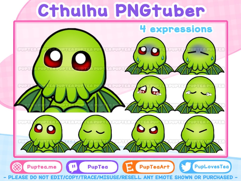 Cute Cthulhu Pngtuber / Premade Pngtuber / Veadotube Mini / Voice ...