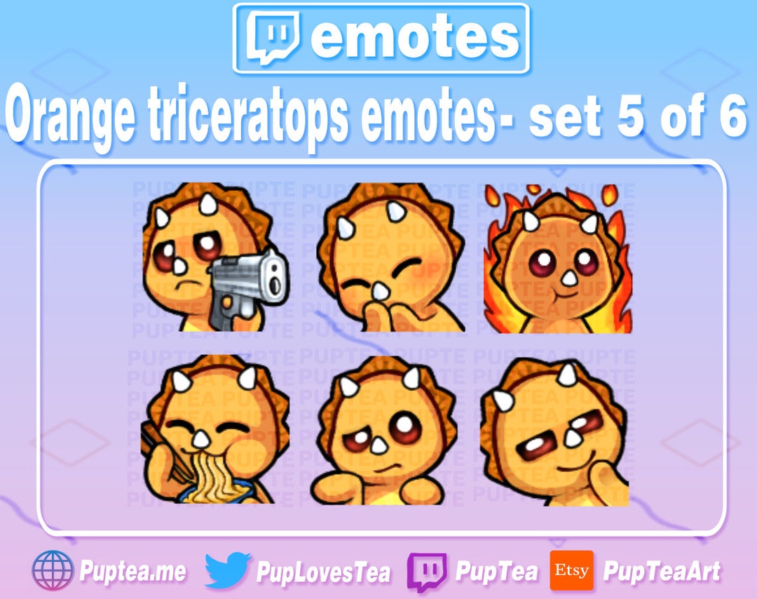 6x Cute Orange Triceratops Emotes Pack for Twitch Youtube and - Etsy