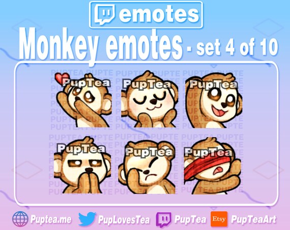 6x Cute Monkey Emotes Pack for Twitch and Discord Set 4 | Etsy
