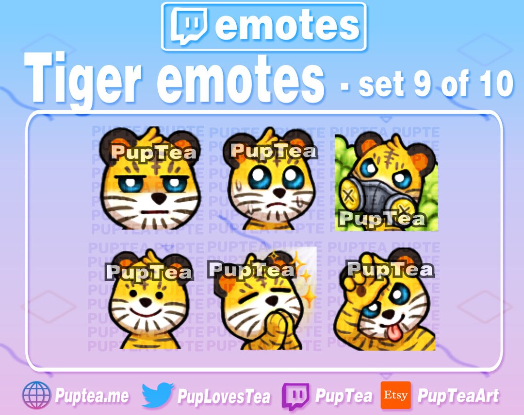 6x Cute Tiger Emotes Pack for Twitch Youtube and Discord Set 9 - Etsy
