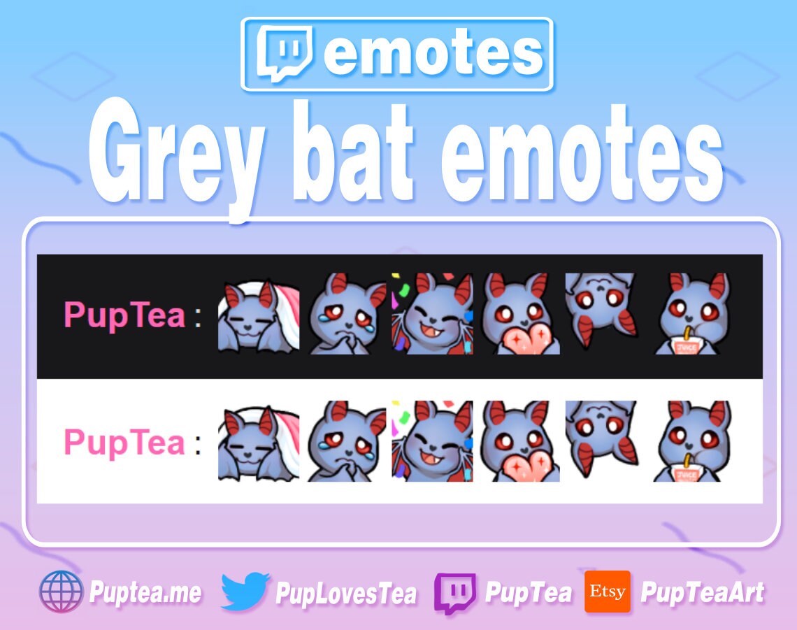 6x Cute Grey Bat Emotes Pack for Twitch Youtube and Discord - Etsy