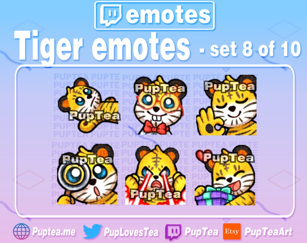 6x Cute Tiger Emotes Pack for Twitch Youtube and Discord Set 8 - Etsy