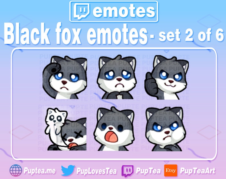 6x Cute Black Fox Emotes Pack For Twitch Youtube And Discord Set 2 Etsy