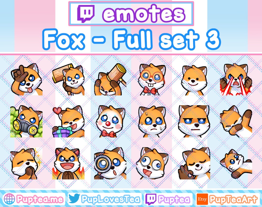 18x Cute Fox Emotes Pack for Twitch Youtube and Discord | Full Set 3 - Etsy