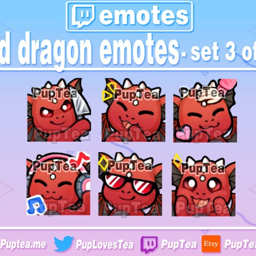 24x Twitch Emotes / Red Dragon - Etsy