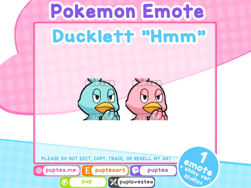 Pokemon Twitch and Discord Emote Ducklett Hmm / Think Emote - Etsy