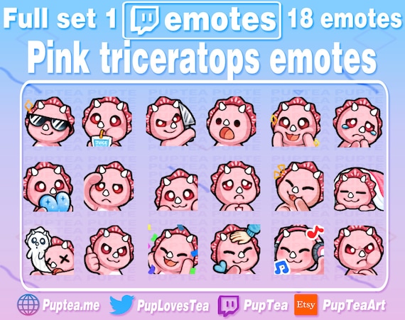 18x Cute Pink Triceratops Emotes Pack for Twitch and Discord - Etsy