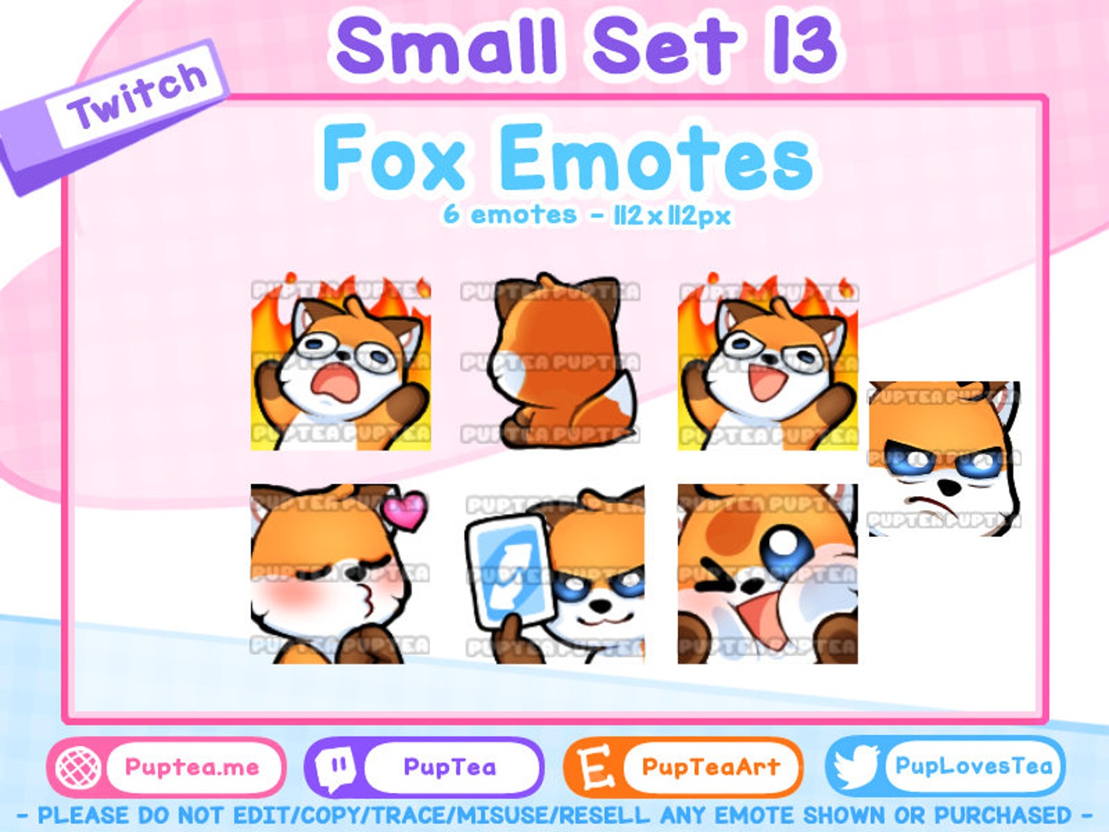 6x Cute Fox Emotes Pack for Twitch Youtube and Discord Small Set 13 - Etsy