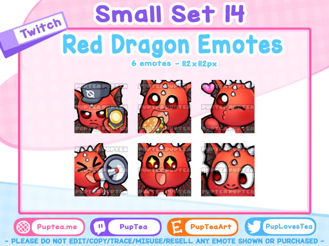 6x Cute Red Dragon Emotes Pack for Twitch Youtube and Discord | Set 14 ...