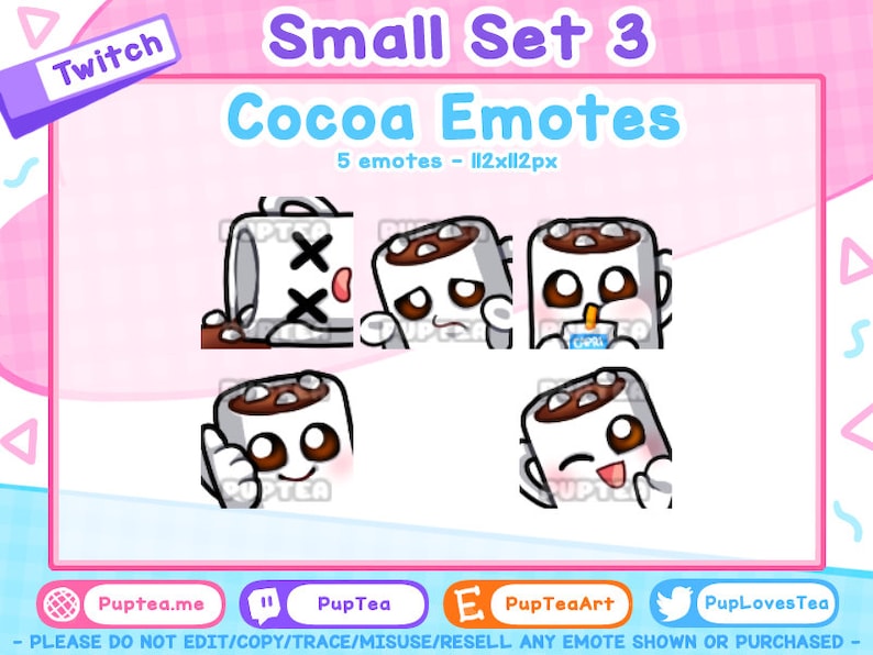 5x Cute Cocoa / Hot Chocolate Emotes Pack for Twitch Youtube and ...