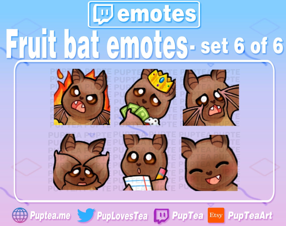 6x Cute Fruit Bat Emotes Pack for Twitch Youtube and Discord - Etsy