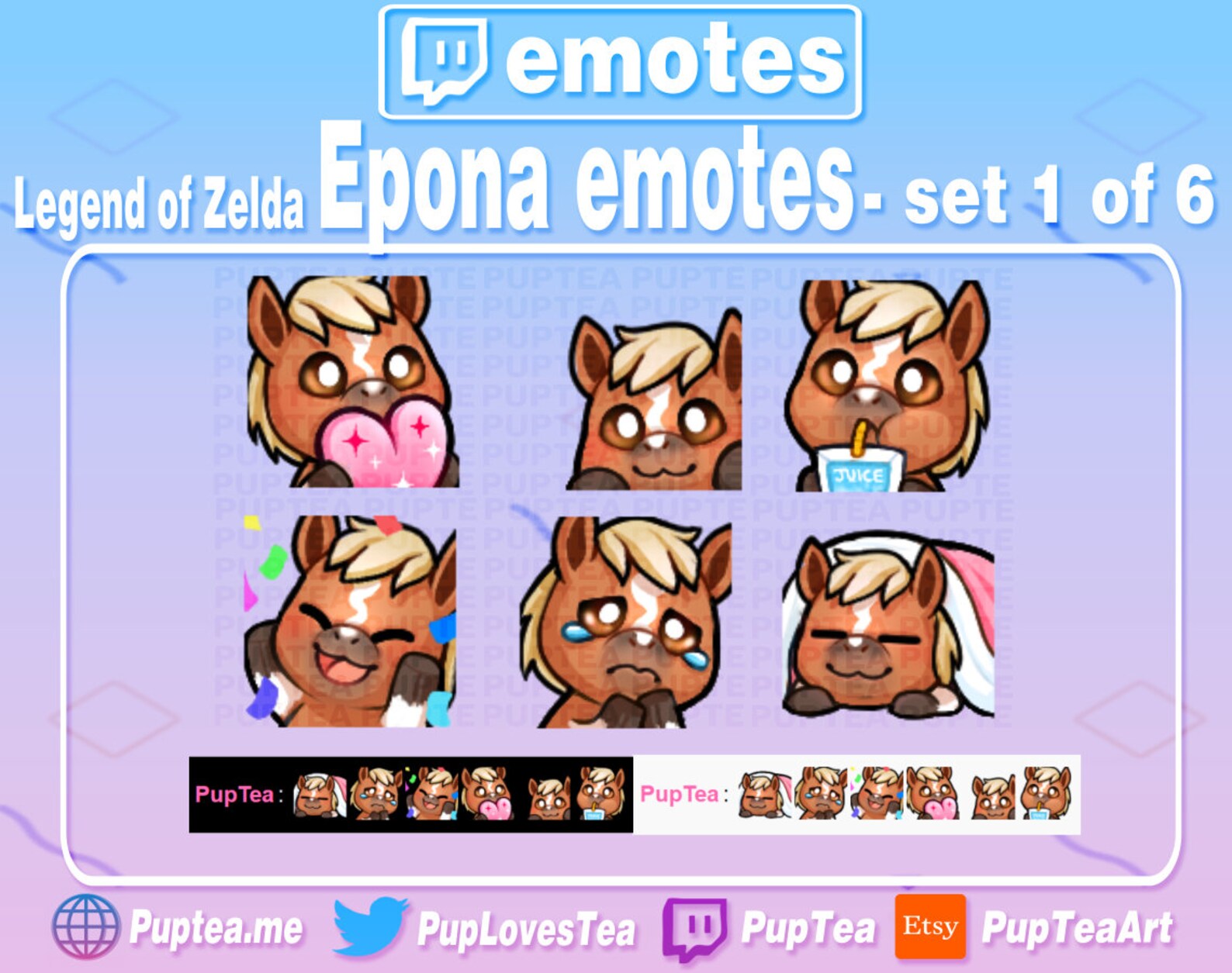 6x Cute Epona Emotes / Horse Emotes Pack for Twitch Youtube and Discord ...