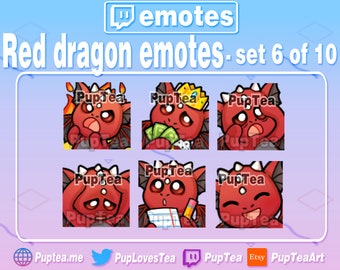 Dragon Twitch and Discord Emotes Set 1 Red 6 Cool Dnd Emojis for ...