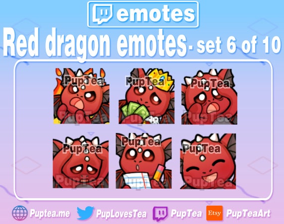 6x Cute Red Dragon Emotes Pack for Twitch and Discord Set 6 - Etsy