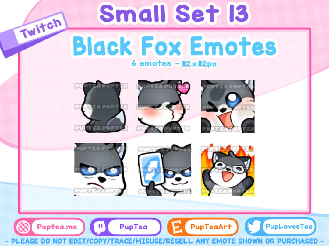 6x Cute Black Fox Emotes Pack For Twitch Youtube And Discord Set 13 Etsy