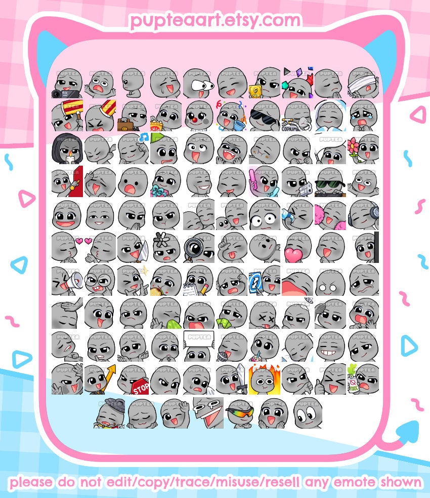 107x Diy Cute Emote Bases Para Twitch Youtube Ou Discord Pacote Base De Emotes 2 Desenhe Seus 