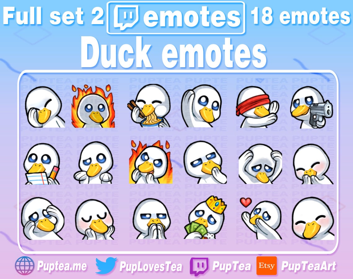 18x Cute Duck Emotes Pack for Twitch Youtube and Discord Full Set 2 - Etsy