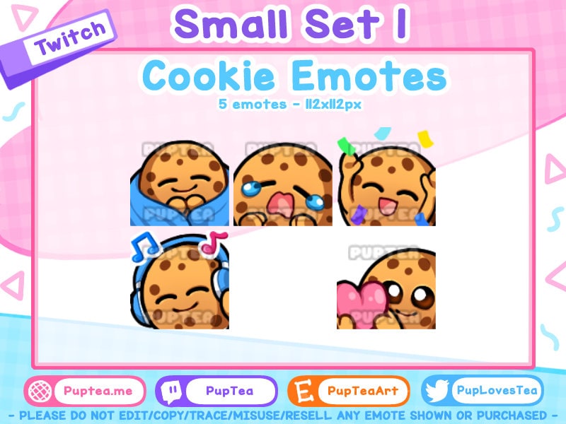 5x Cute Cookie Emotes Pack for Twitch Youtube and Discord | Small Set 1 ...