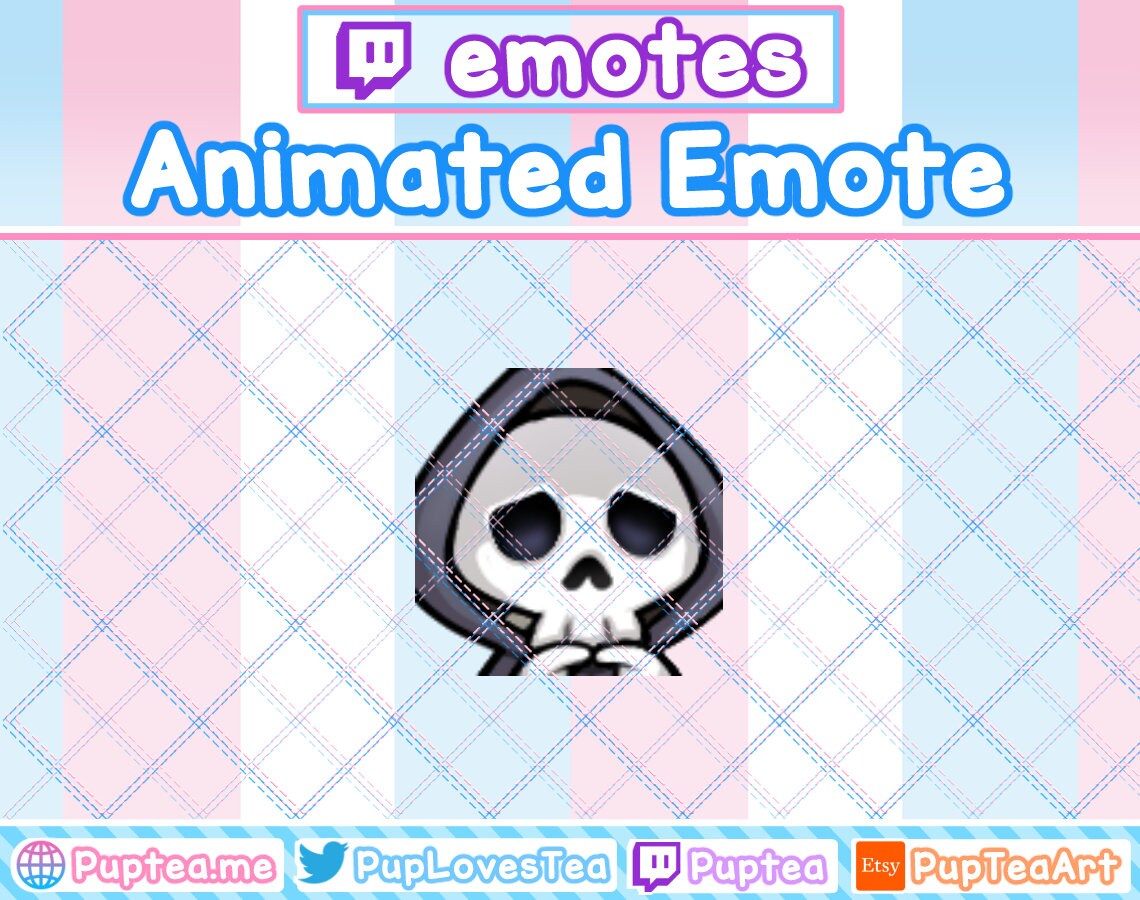 ANIMATED Cute Skeleton Grim Reaper Shy Emote - Twitch and Discord Emote ...