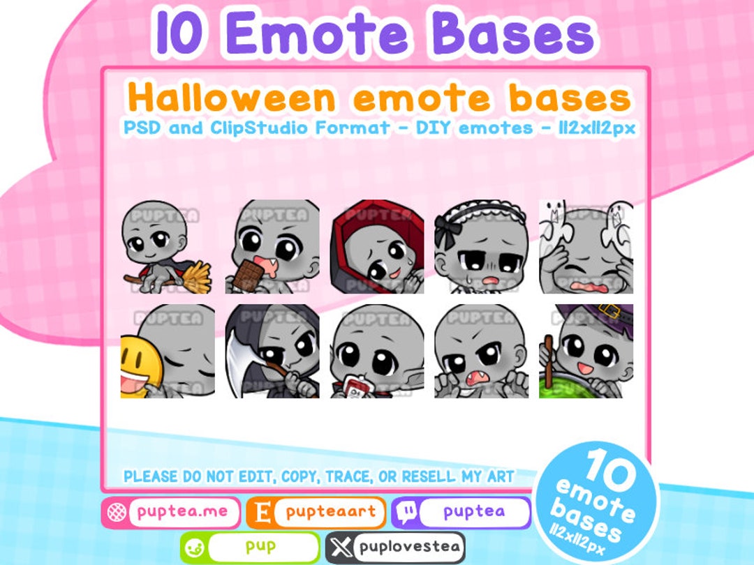10x Diy Halloween Emote Bases For Twitch Youtube Or Discord Emote Base Pack Draw Your Own