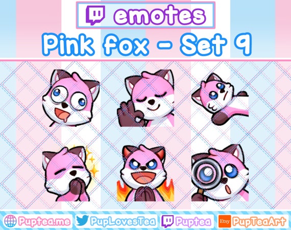 6x Cute Pink Fox Emotes Pack for Twitch and Discord Set 9 - Etsy
