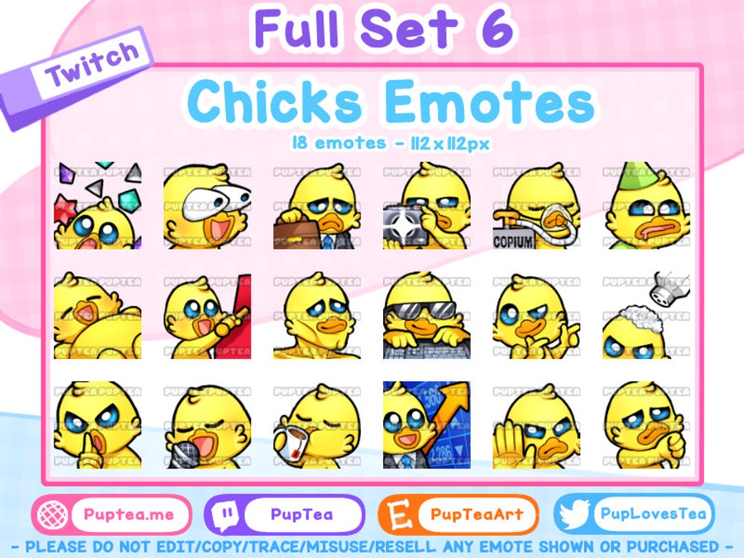 18x Cute Chick / Duck Emotes Pack for Twitch Youtube and Discord Full ...