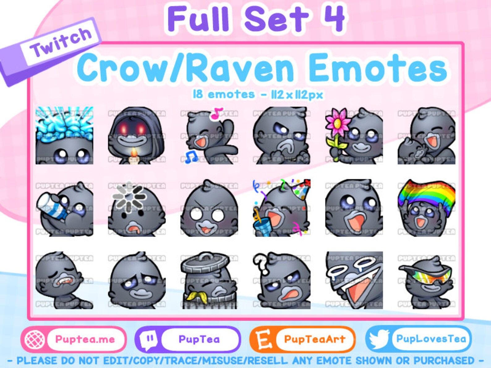 18x Cute Crow / Raven Emotes Pack for Twitch Youtube and - Etsy