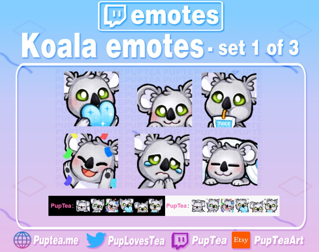 6x Cute Koala Emotes Pack for Twitch Youtube and Discord | Set 1 - Etsy