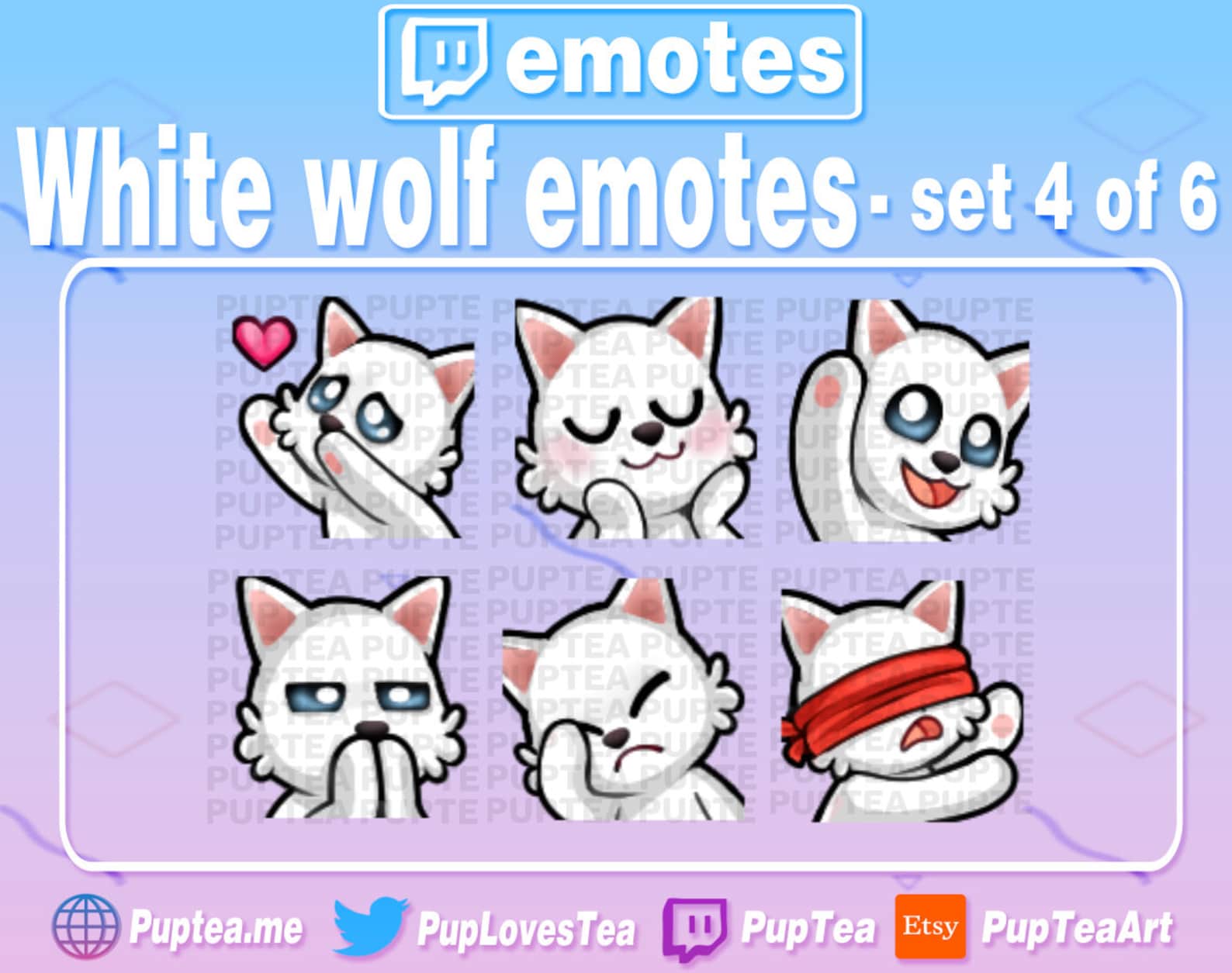 6x Cute White Wolf Emotes Pack for Twitch, Youtube, and Discord - Etsy