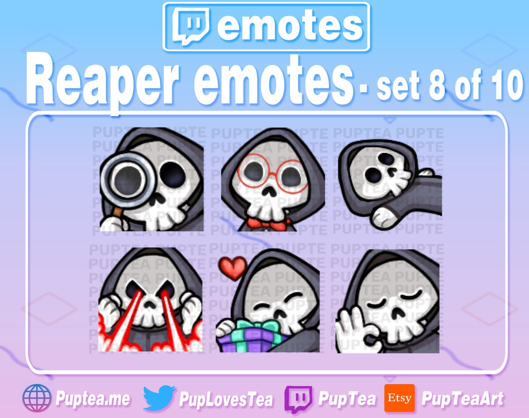 6x Cute Skeleton Grim Reaper Emotes Pack for Twitch Youtube and Discord ...