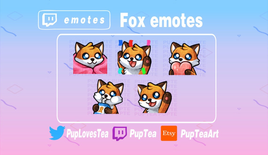 5x Cute Fox Emotes Pack For Twitch And Discord Etsy