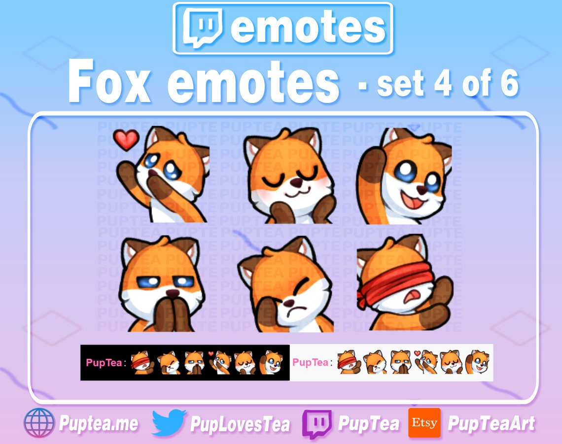 6x Cute Fox Emotes Pack For Twitch Youtube And Discord Set 4 Etsy