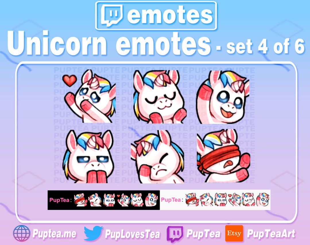 6x Cute Unicorn Emotes Pack for Twitch Youtube and Discord | Set 4 - Etsy