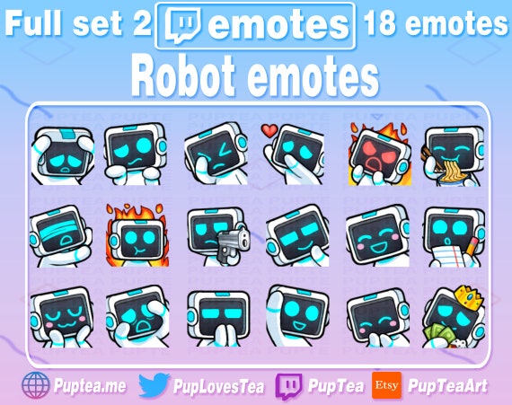 18x Cute Robot Emotes Pack for Twitch and Discord Full Set 2 - Etsy ...