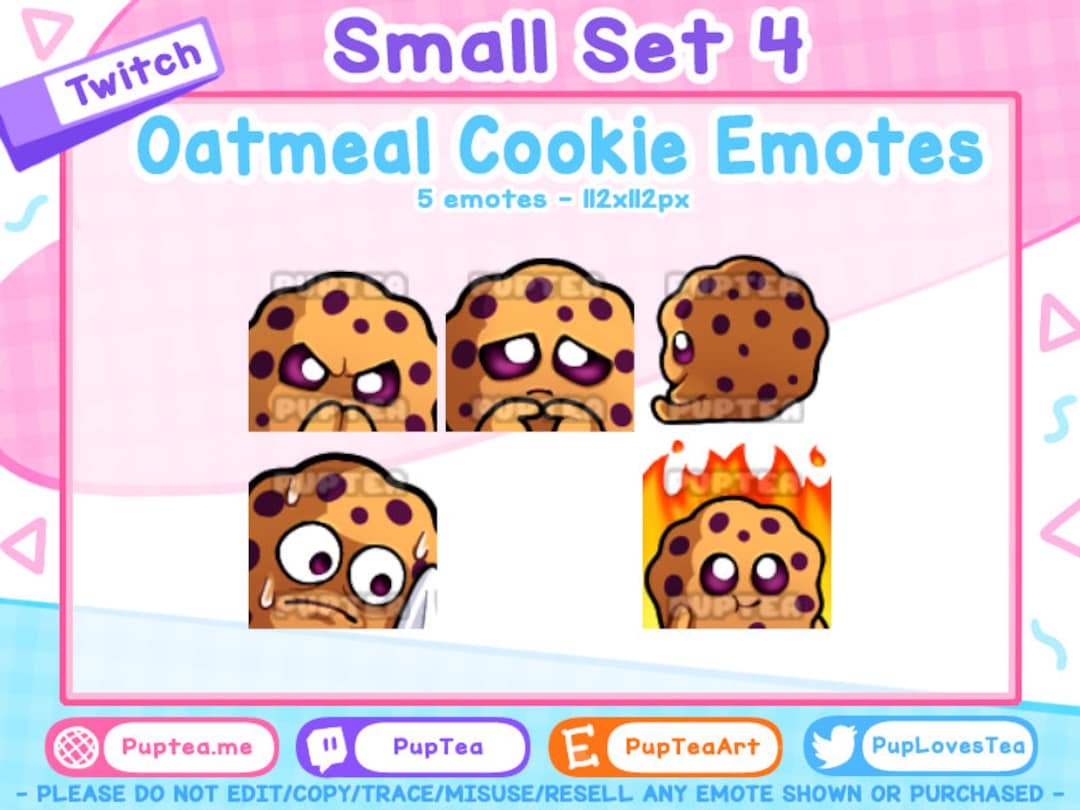 5x Cute Oatmeal Cookie Emotes Pack for Twitch Youtube and Discord ...