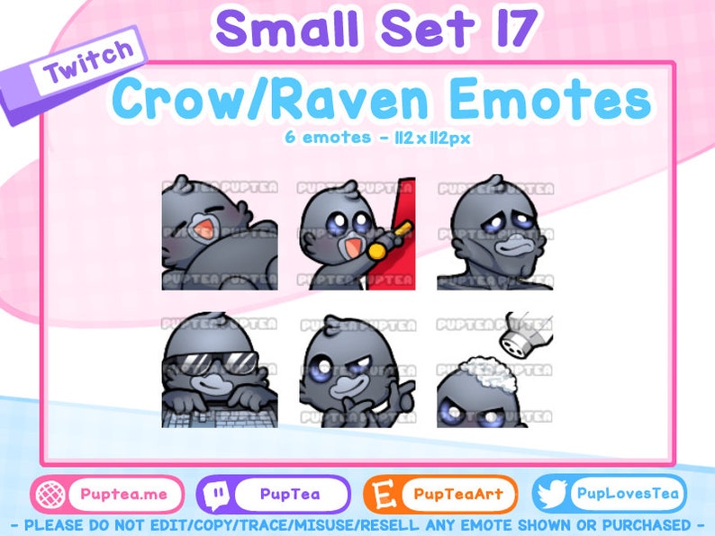 6x Cute Crow / Raven Emotes Pack for Twitch Youtube and Discord | Set ...