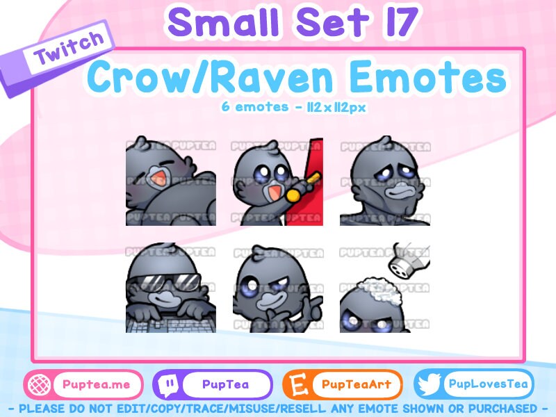 6x Cute Crow / Raven Emotes Pack for Twitch Youtube and Discord Set 17 ...