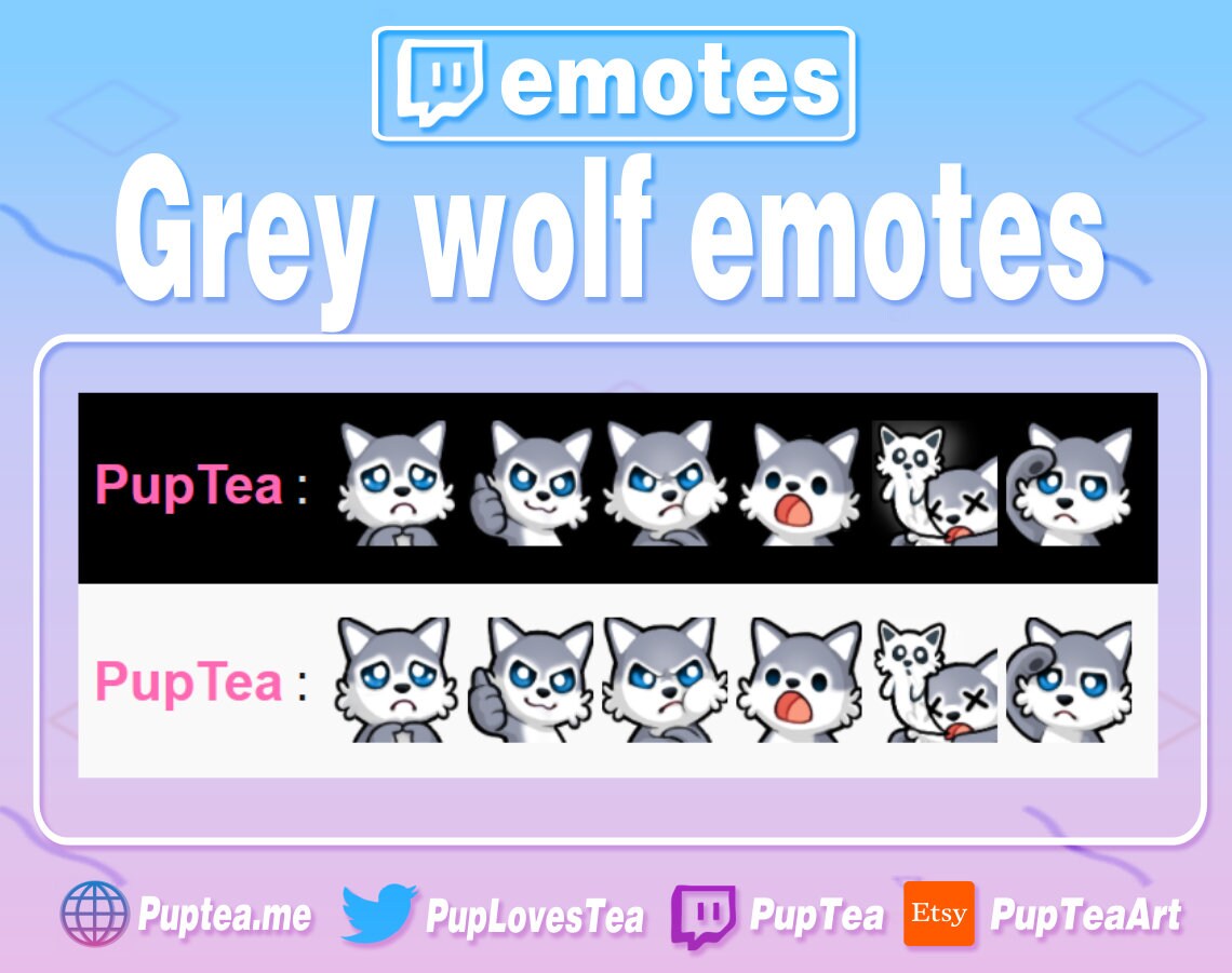 6x Cute Grey Wolf Emotes Pack for Twitch Youtube and Discord | Set 2 - Etsy