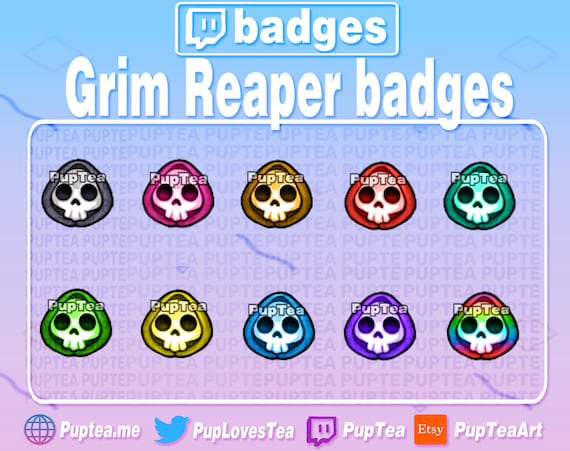 10x Cute Skeleton Grim Reaper Twitch Sub Badges / Cheer Bit | Etsy