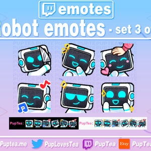 6x Cute Robot Emotes Pack for Twitch Youtube Tiktok and - Etsy