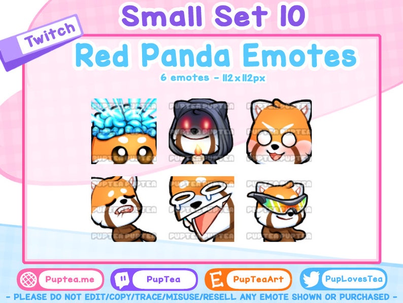 6x Cute Red Panda Emotes Pack for Twitch Youtube and Discord - Etsy