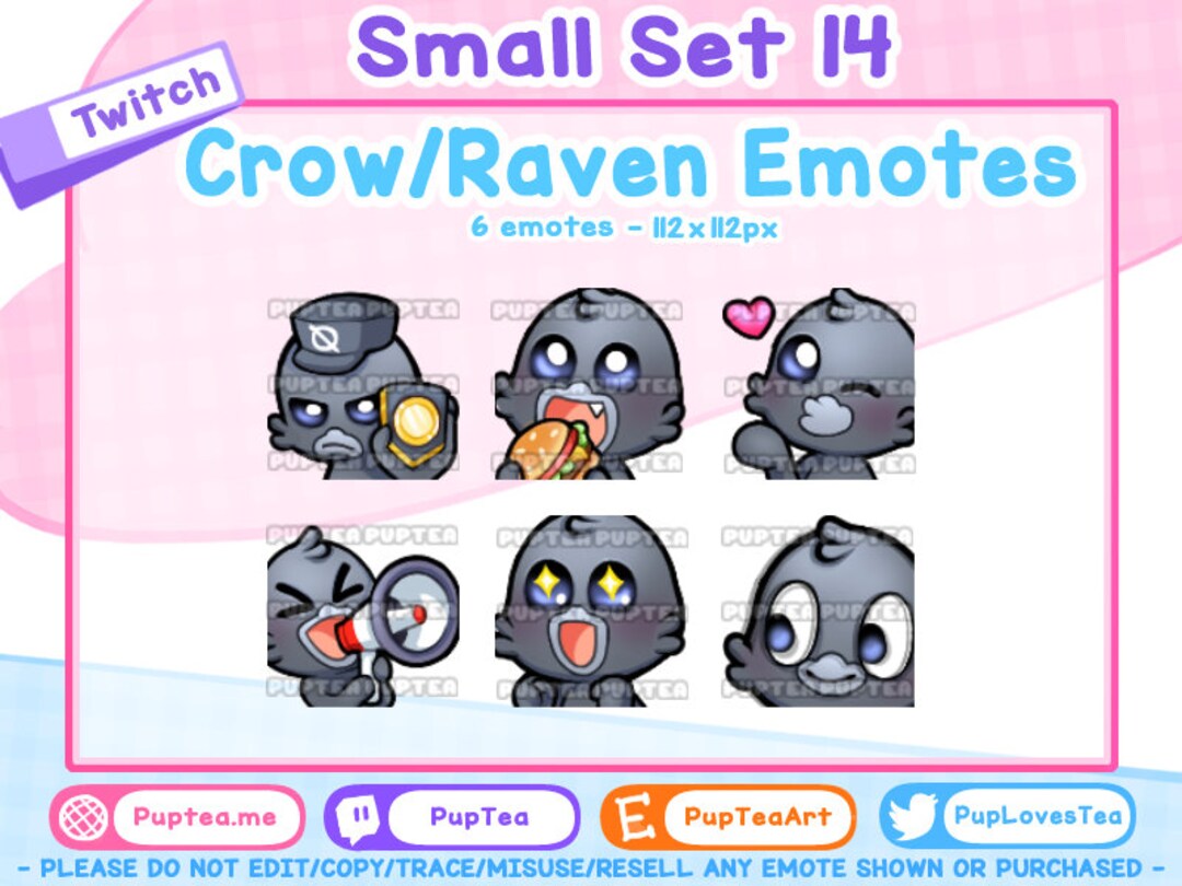 6x Cute Crow / Raven Emotes Pack for Twitch Youtube and Discord | Set ...