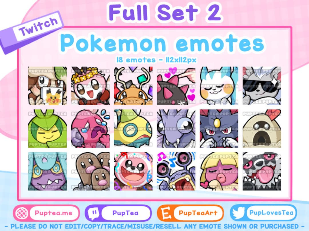 18x Pokemon Twitch and Discord Emote Bundle of Pokemon Emotes Full Set ...