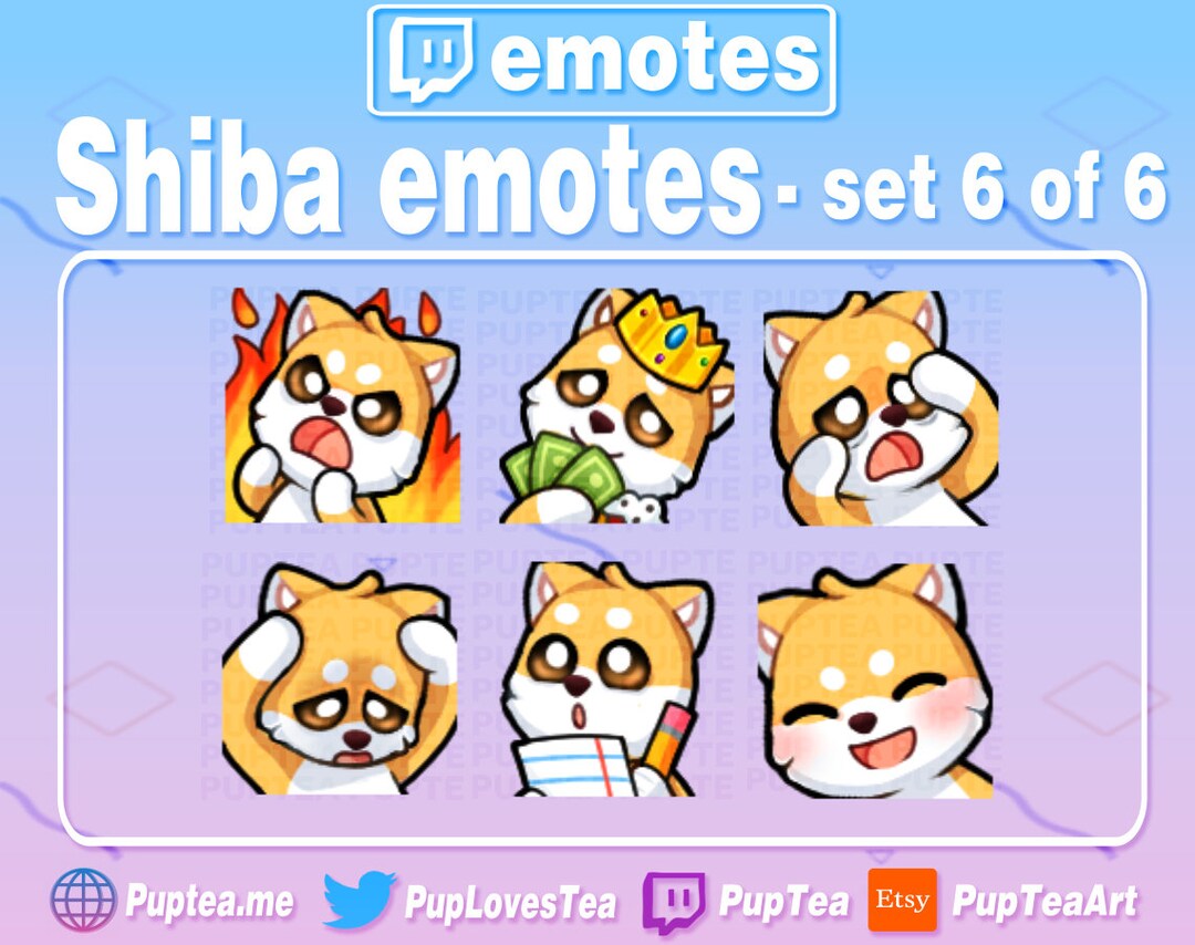 6x Cute Shiba Emotes Pack for Twitch Youtube and Discord Set - Etsy