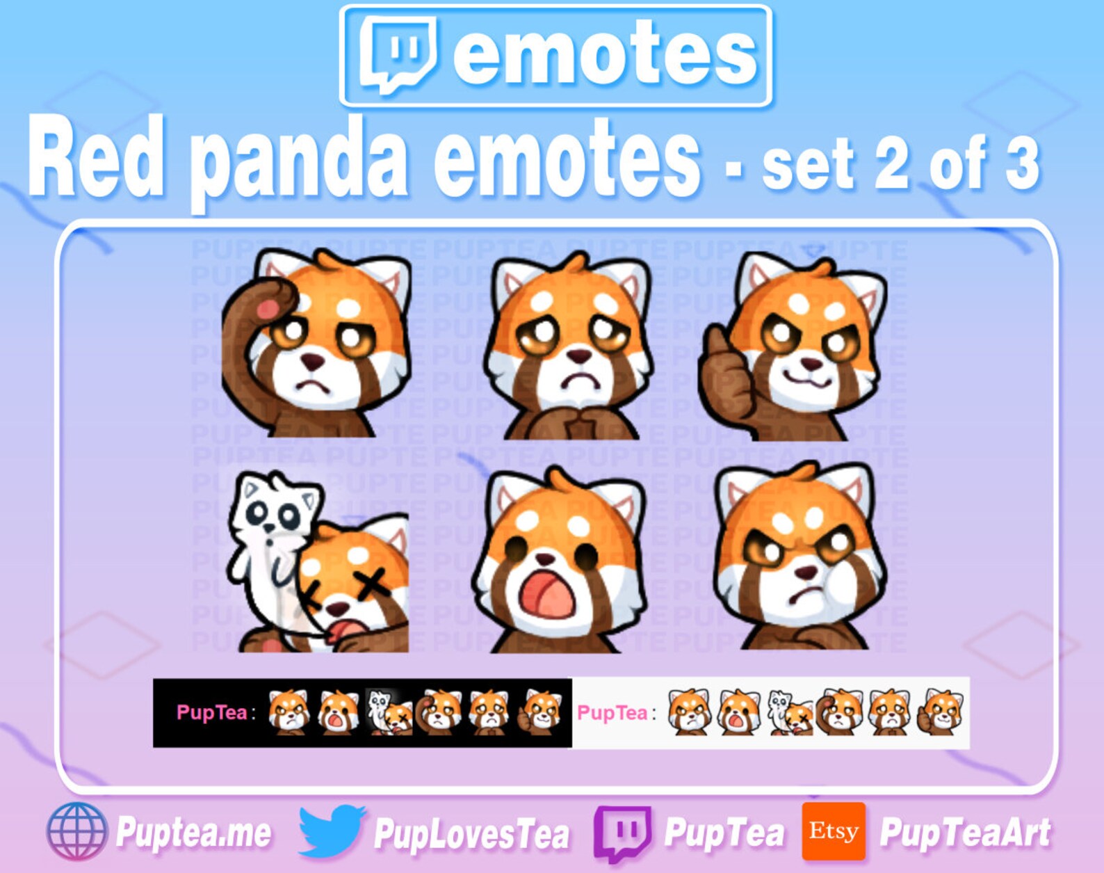 6x Cute Red Panda Emotes Pack for Twitch Youtube and Discord Set 2 - Etsy