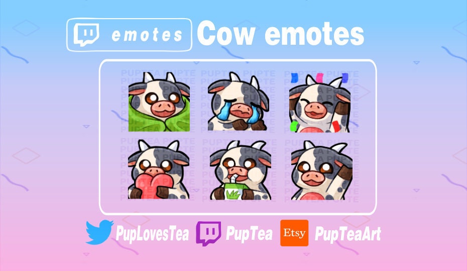 6x Cute Cow Emotes Pack for Twitch Youtube and Discord - Etsy UK