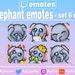 6x Cute Elephant Emotes Pack for Twitch Youtube and Discord | Set 6 - Etsy