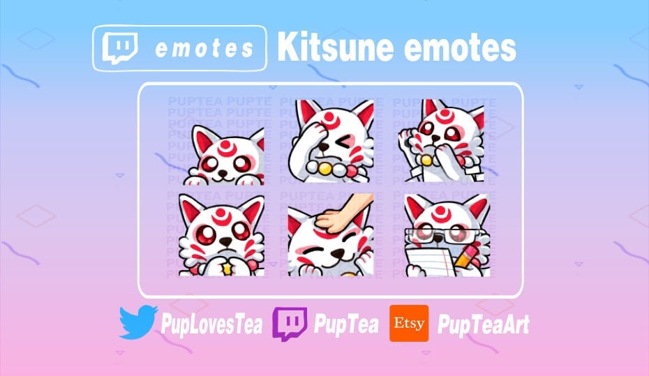 6x Cute Kitsune Emotes Pack for Twitch Youtube and Discord Set 2 - Etsy