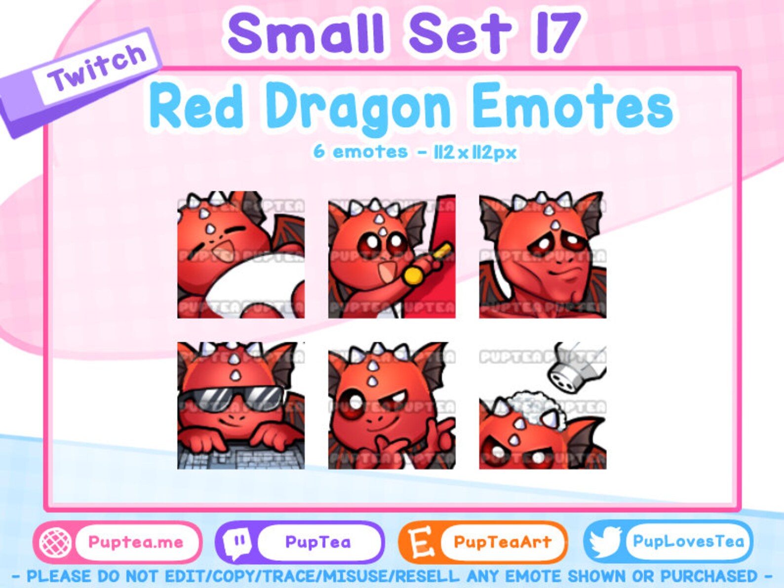 6x Cute Red Dragon Emotes Pack for Twitch Youtube and Discord Set 17 - Etsy